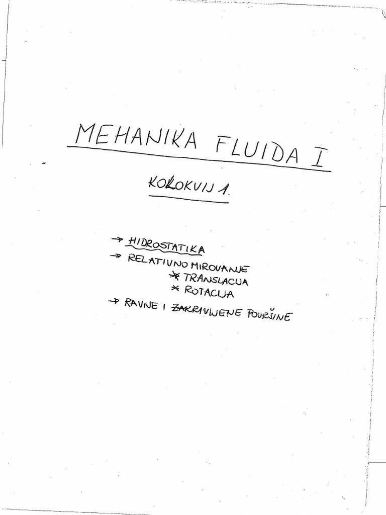 Mehanika Fluida 1 Rjeseni Zadaci | PDF