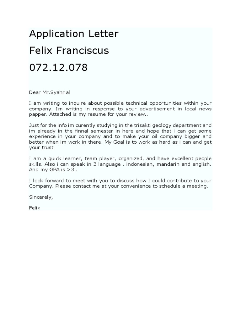 Application Letter Sample | PDF