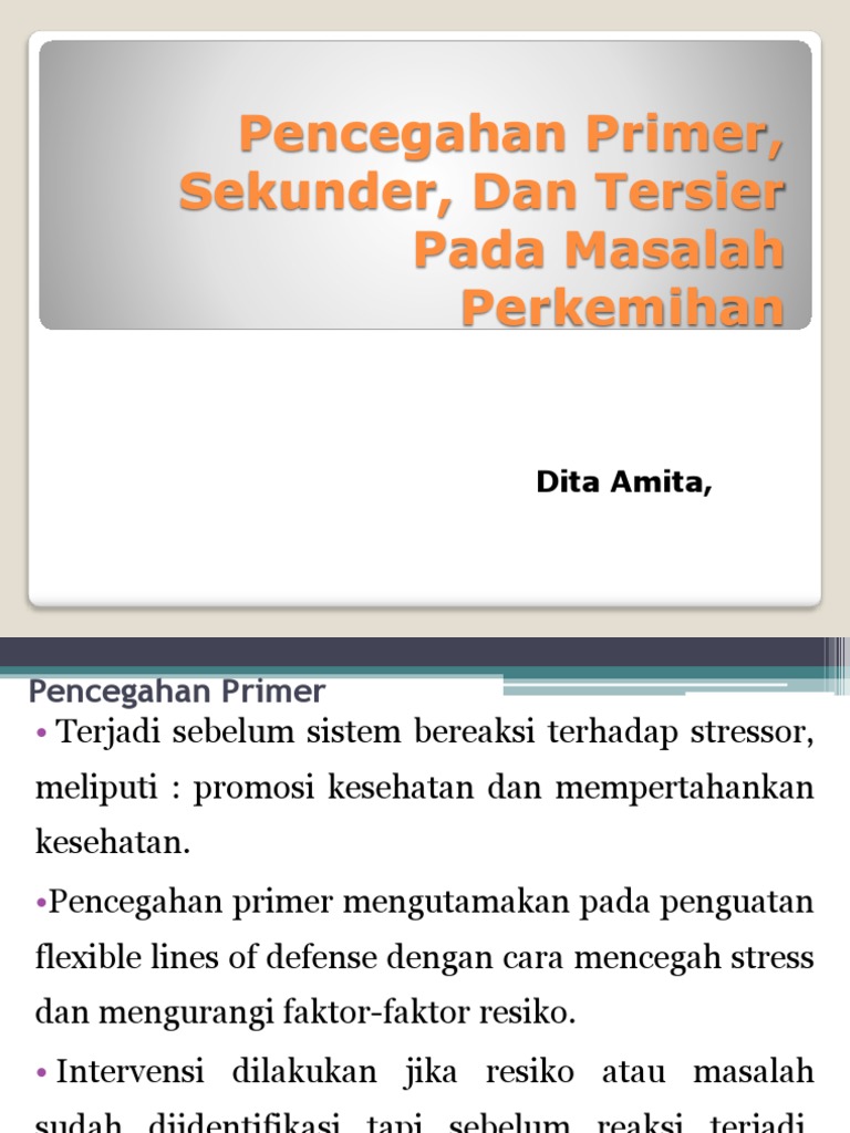 Pencegahan Primer, Sekunder, Tersier Kesehatan | PDF | Pengembangan Diri