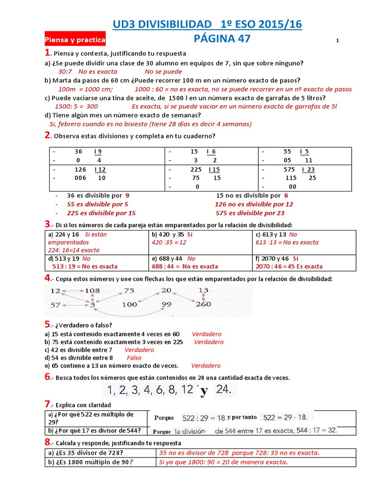 1ºeso-Todas Las Actividades Ud3-Soluciones PDF | PDF | Números | Teoría de los números