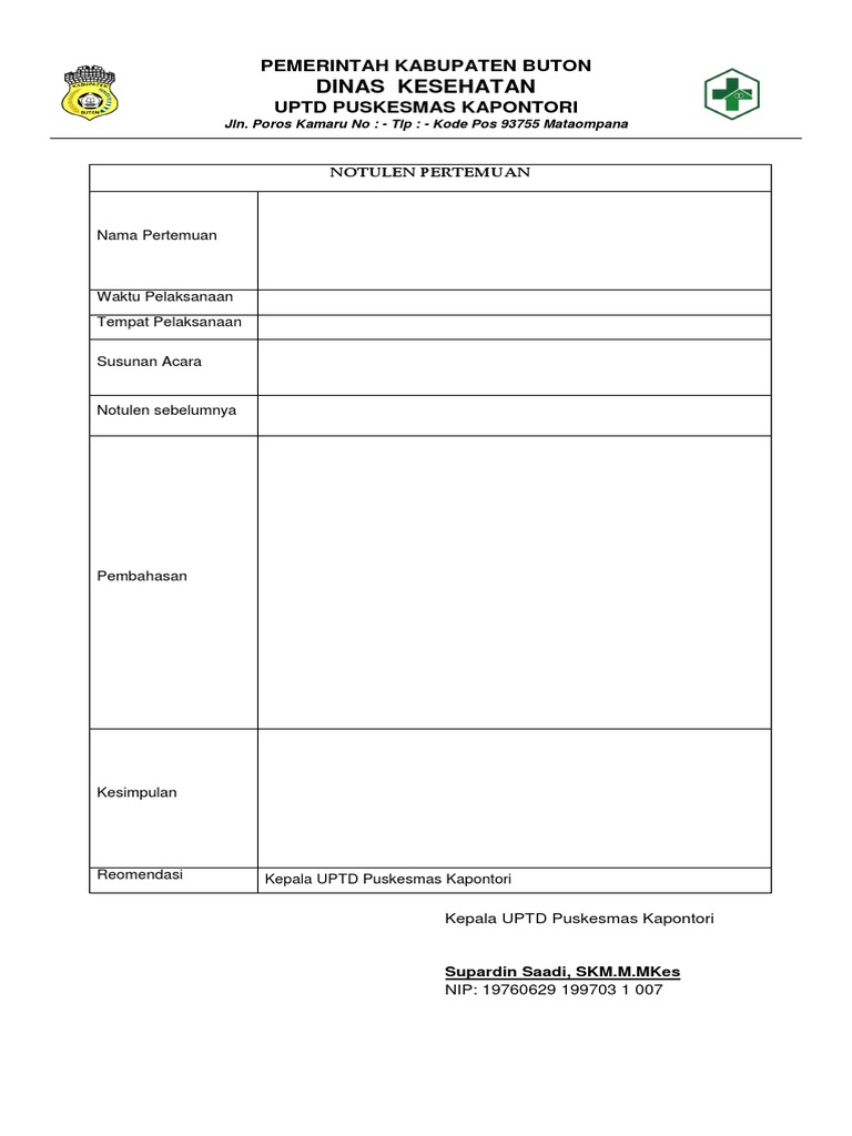 Format Notulen Rapat | PDF