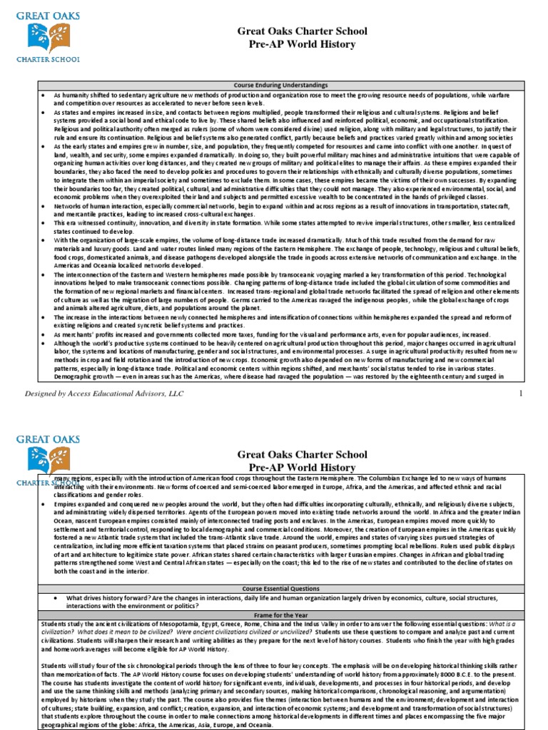 Great Oaks Pre-Ap World Curriculum Trimester 1 | PDF | Anno Domini ...