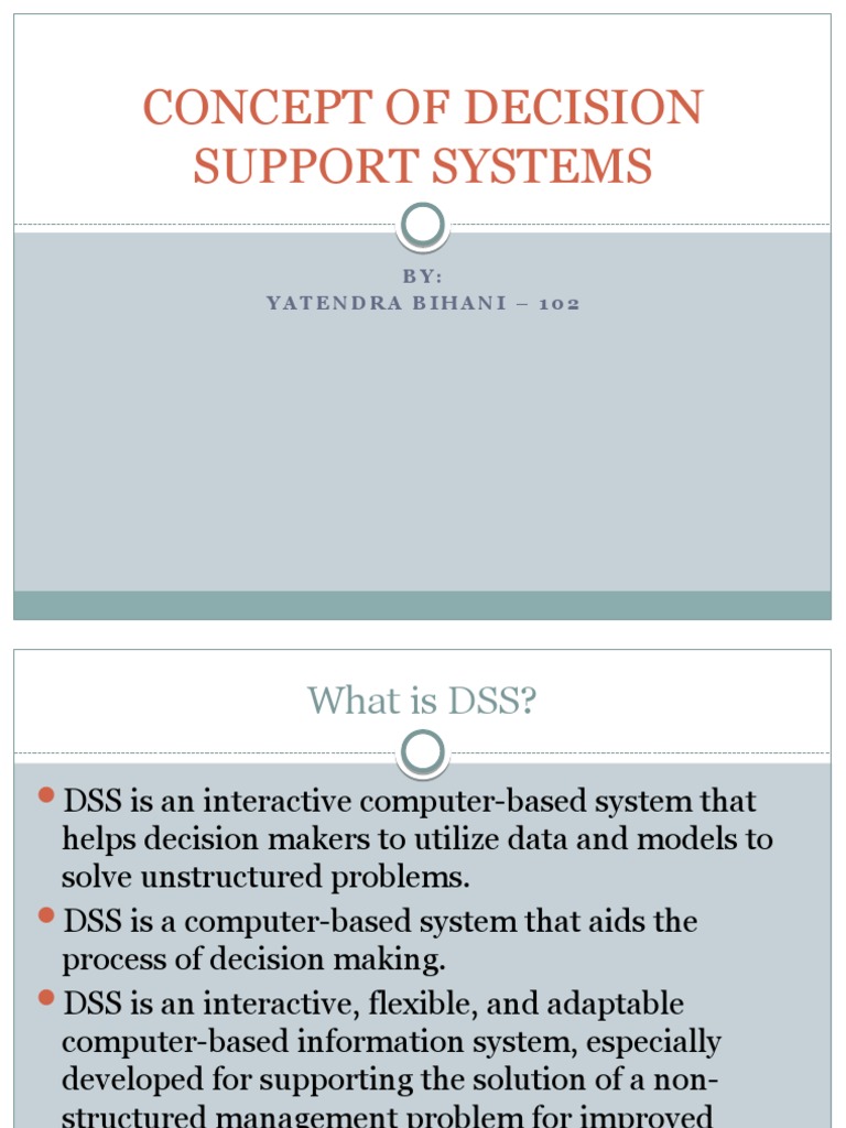 Concept of Decision Support Systems | PDF