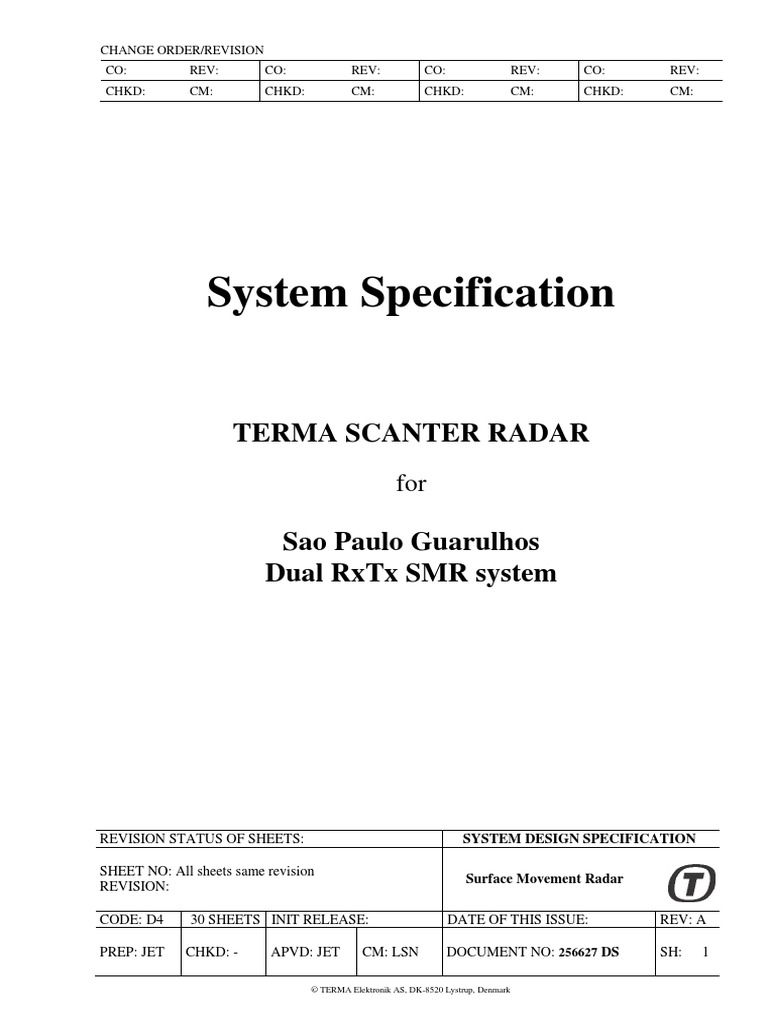 Scanter 240100 TERMA Surface Movement Radar System Specification PDF | Download Free PDF ...