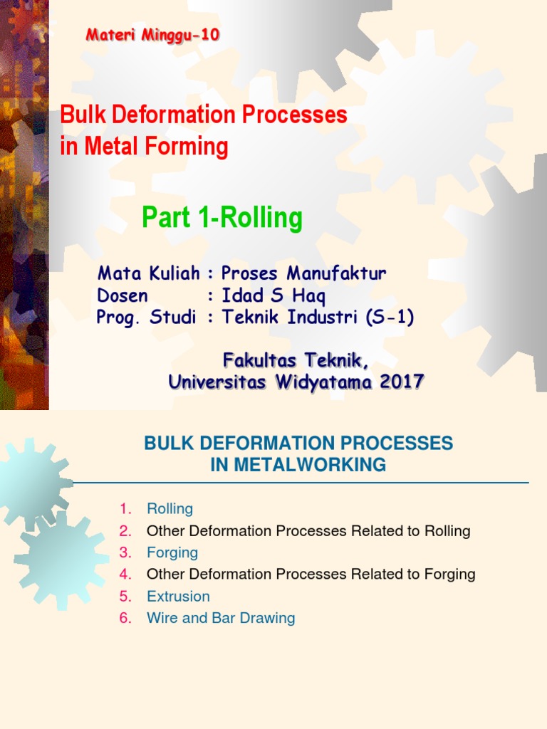 Bulk Deformation Processes in Metal Forming: Part 1-Rolling | PDF ...