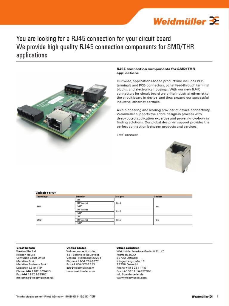 You Are Looking For A RJ45 Connection For Your Circuit Board We Provide ...