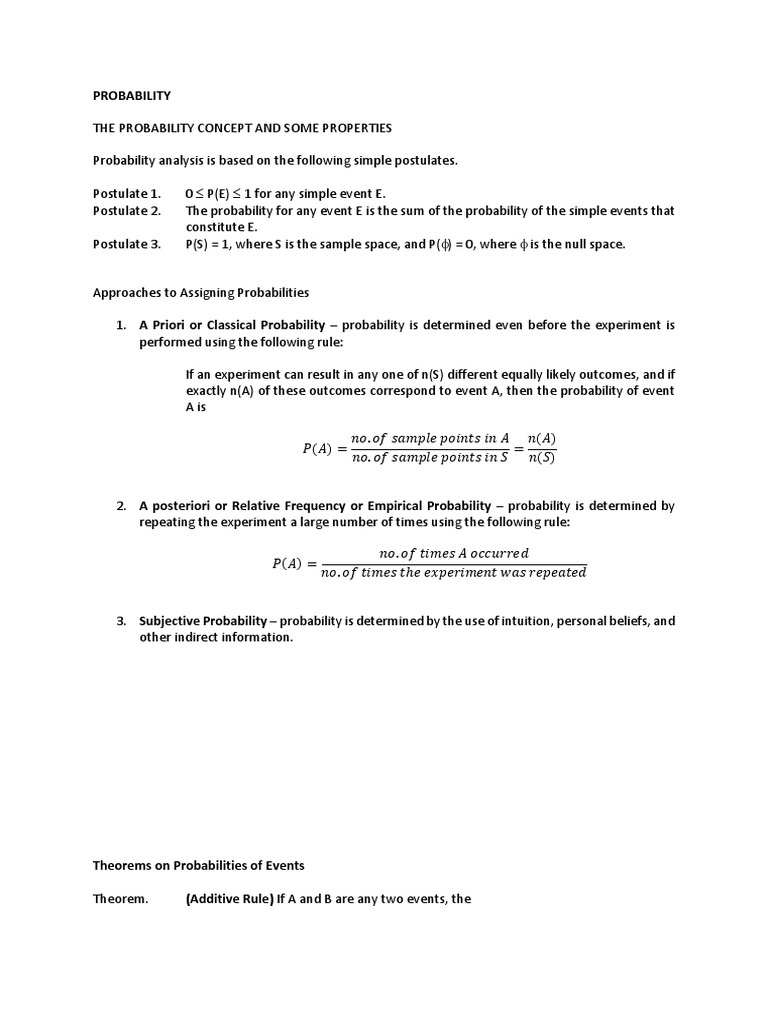 Probability PSHS | PDF | A Priori And A Posteriori | Probability
