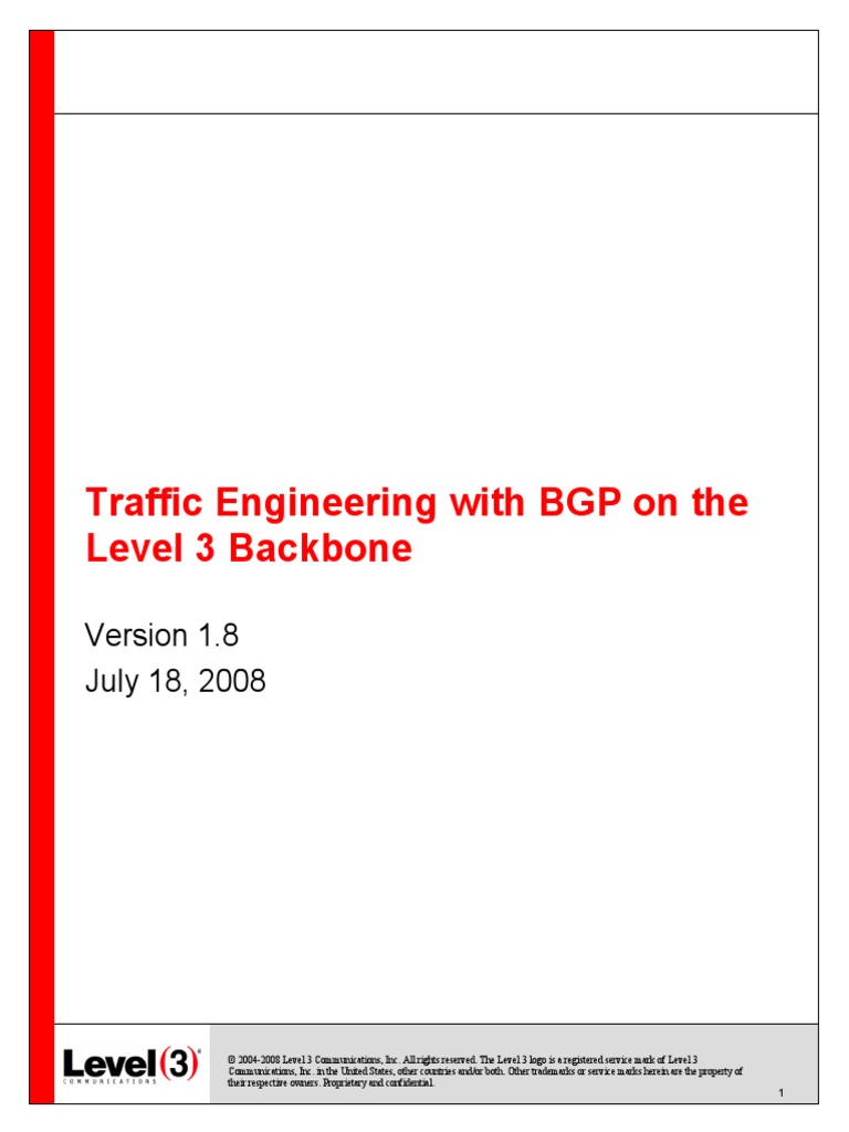 Traffic Engineering With BGP and Level3 PDF | PDF | Routing | Router ...