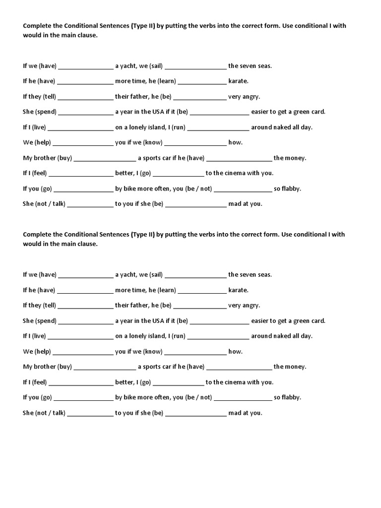 Complete The Conditional Sentences Int 3 U 4 | PDF