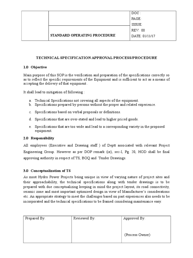 SOP_TS Approval Rev-0 | Specification (Technical Standard) | Engineering