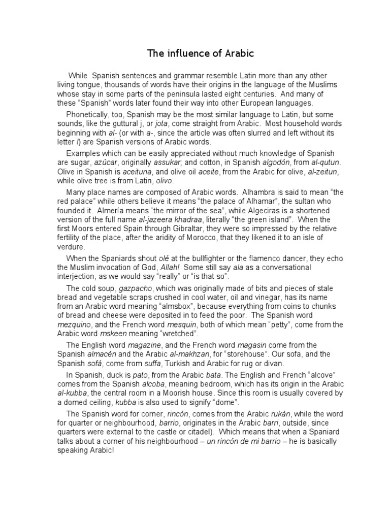 The Influence of Arabic: Mezquino, and The French Word Mesquin, Both of ...