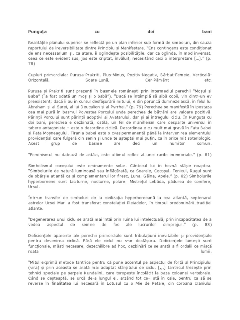 ION CREANGĂ - Punguta Cu 2 Bani - Interpretare Ezoterica | PDF