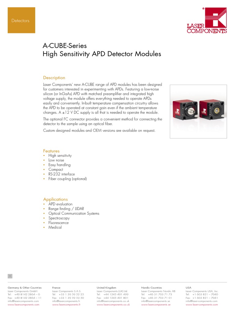 APD Data Sheet | PDF | Laser | Detector (Radio)