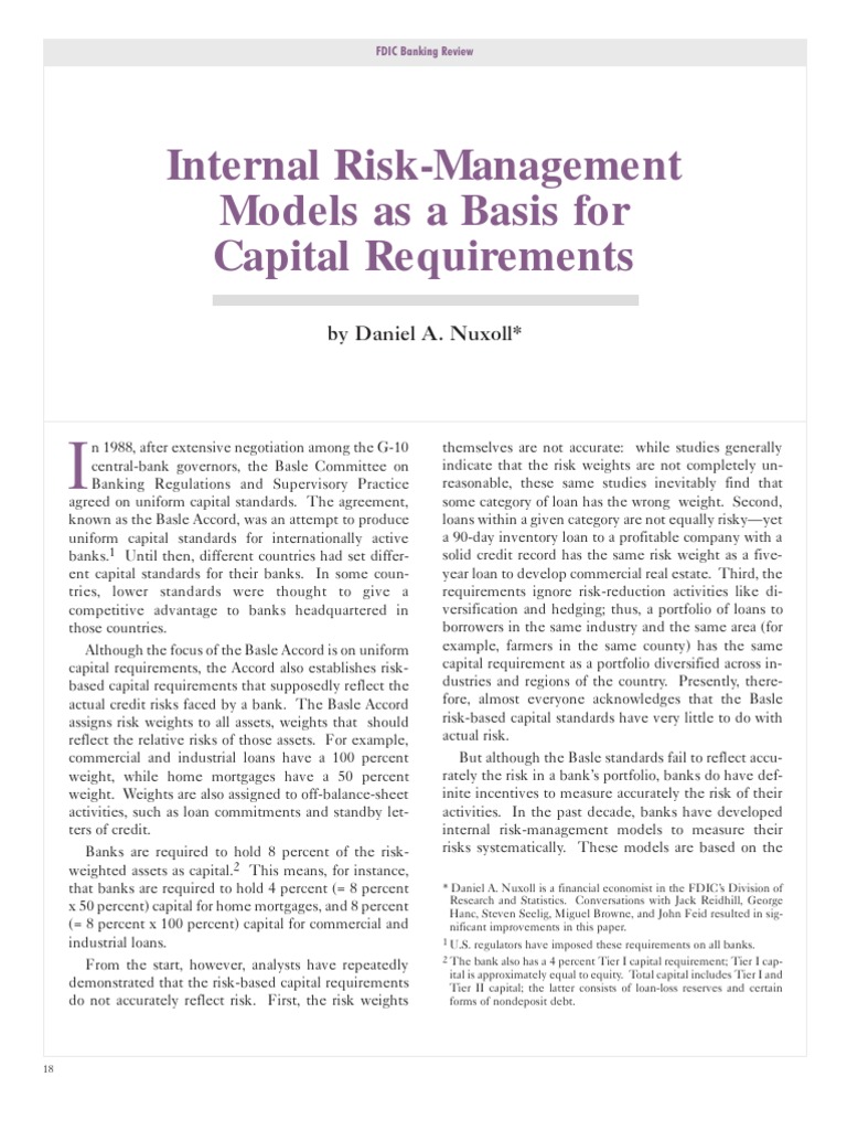 Basle Accord: Internal Risk Models | PDF | Value At Risk | Option (Finance)