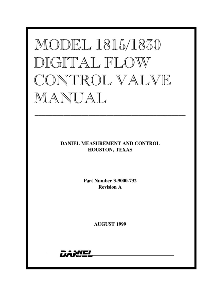 Daniel Industries, Inc. Model 1815/1830 Digital Flow Control Valve ...