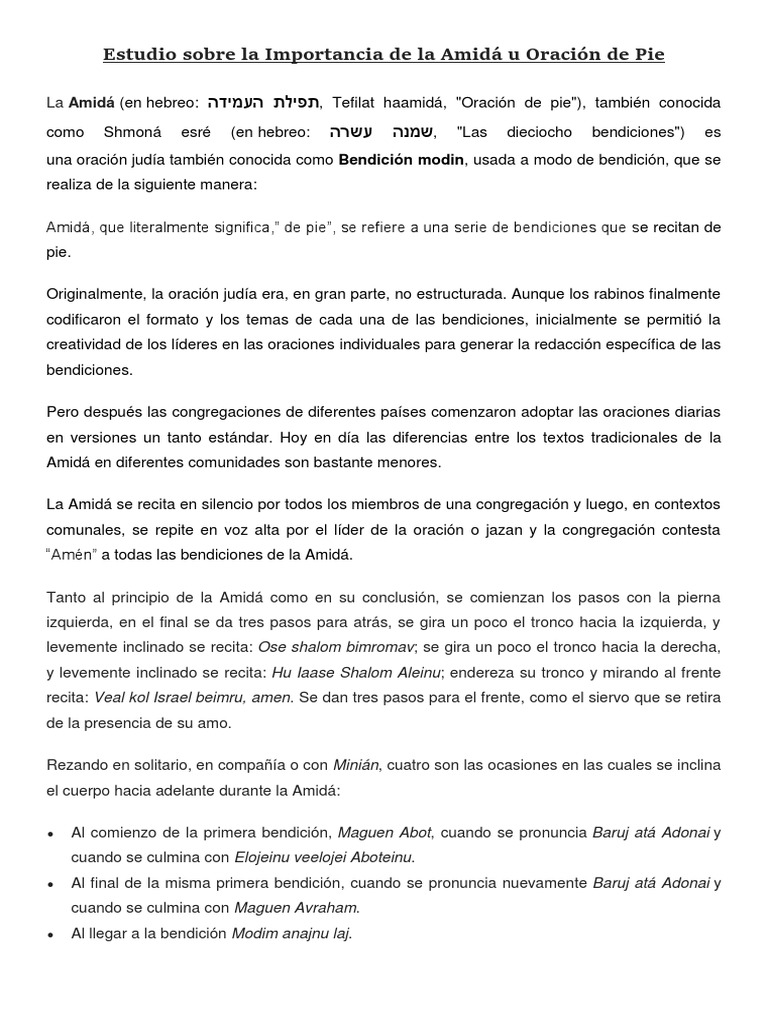 La Amidá: Eje de la Oración Judía | PDF | Textos Judios | Oración