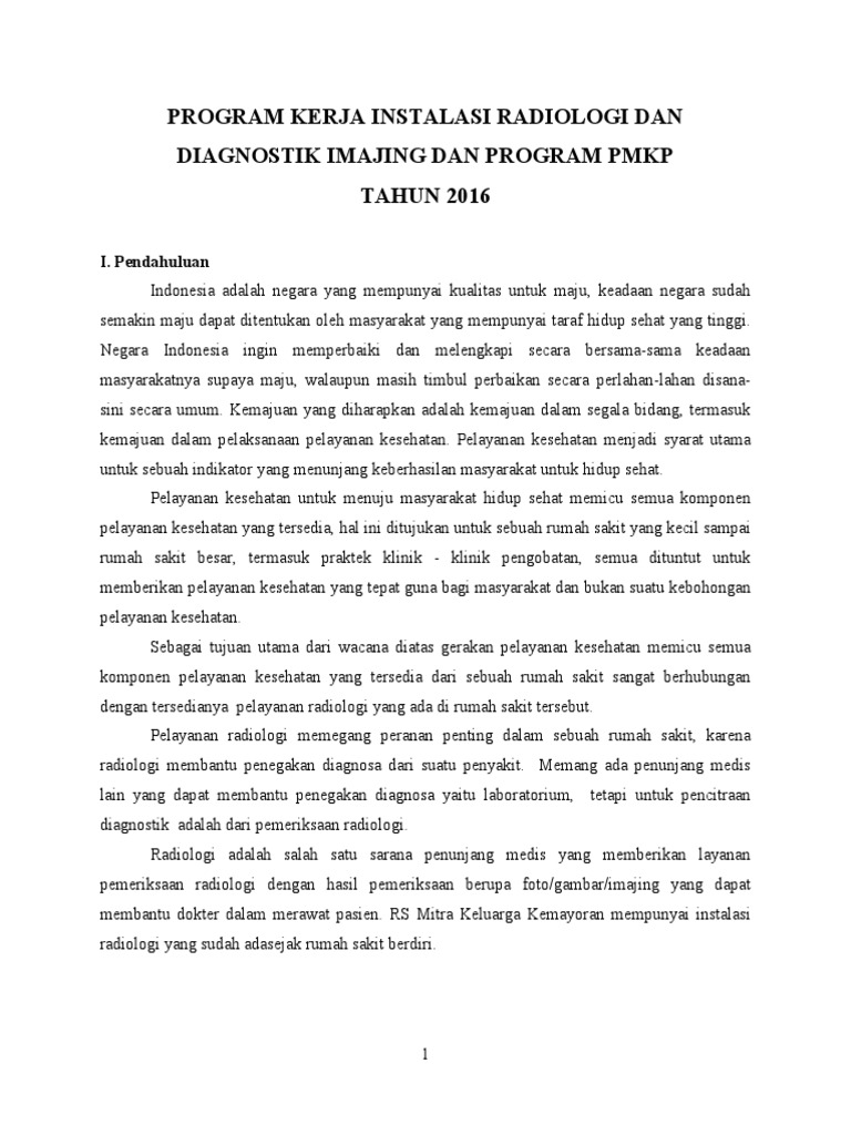 Program Kerja Radiologi Dan PMKP Radiologi | PDF