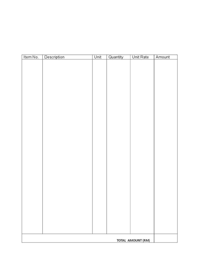 Bill of Quantities Sheet | PDF