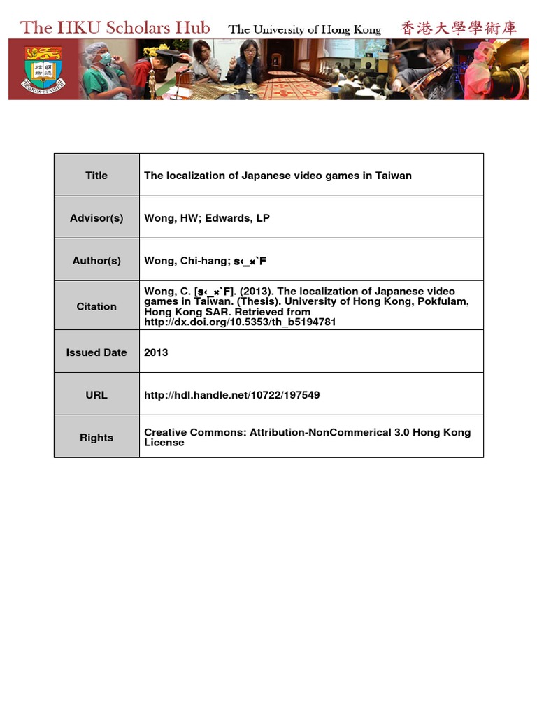 The Localization of Japanese Video Games in Taiwan | PDF | Video Games ...