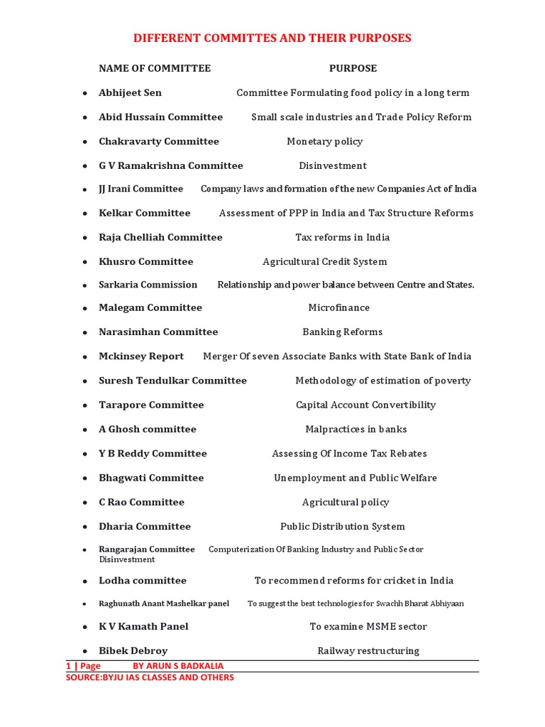 Different Committees and Their Purposes | PDF | Economies | Business