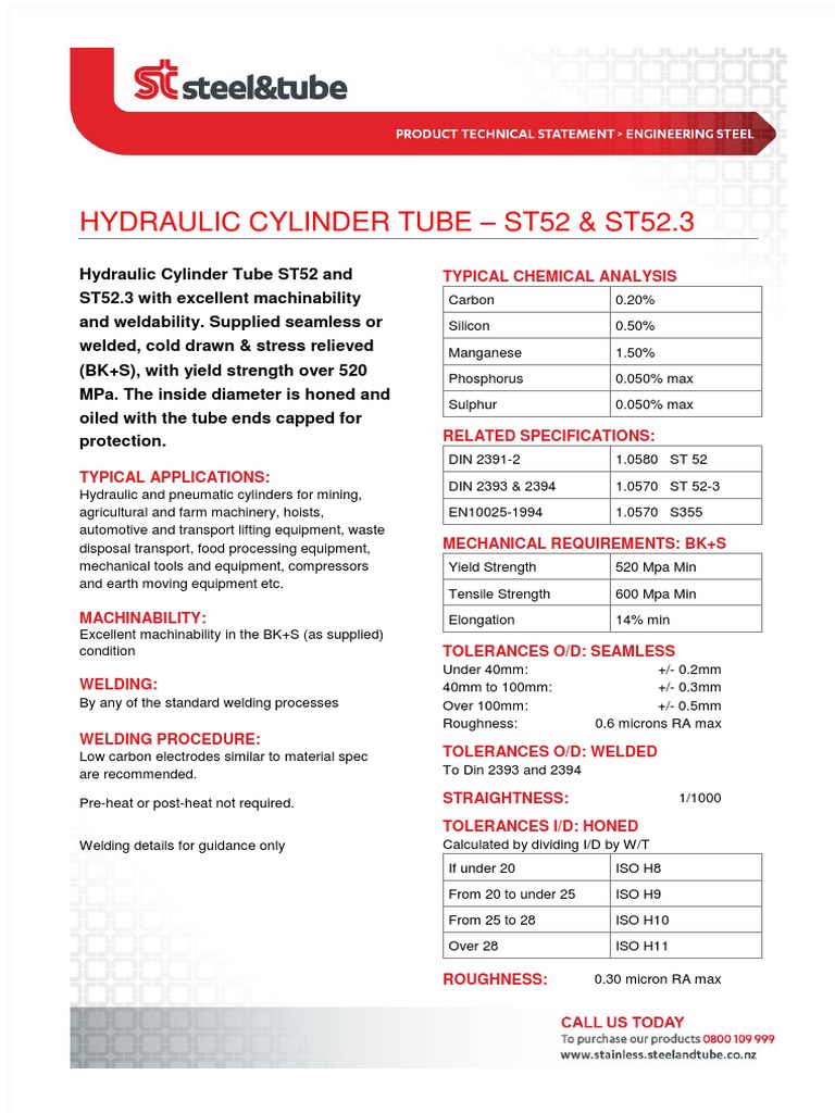 HydraulicCylinderTubeST52 ST52 3 | PDF | Welding | Construction