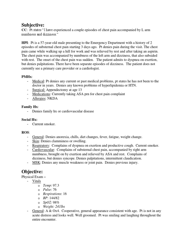 soap notes | Thorax | Heart