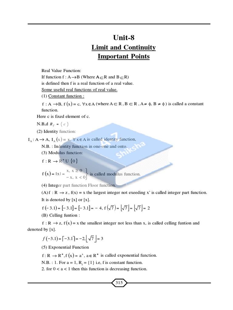 Limit & Continuity | PDF | Logarithm | Mathematical Analysis