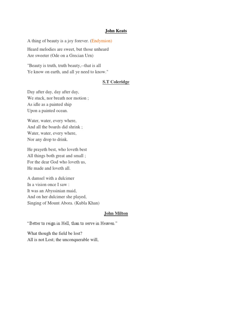 Endymion) : John Keats | PDF