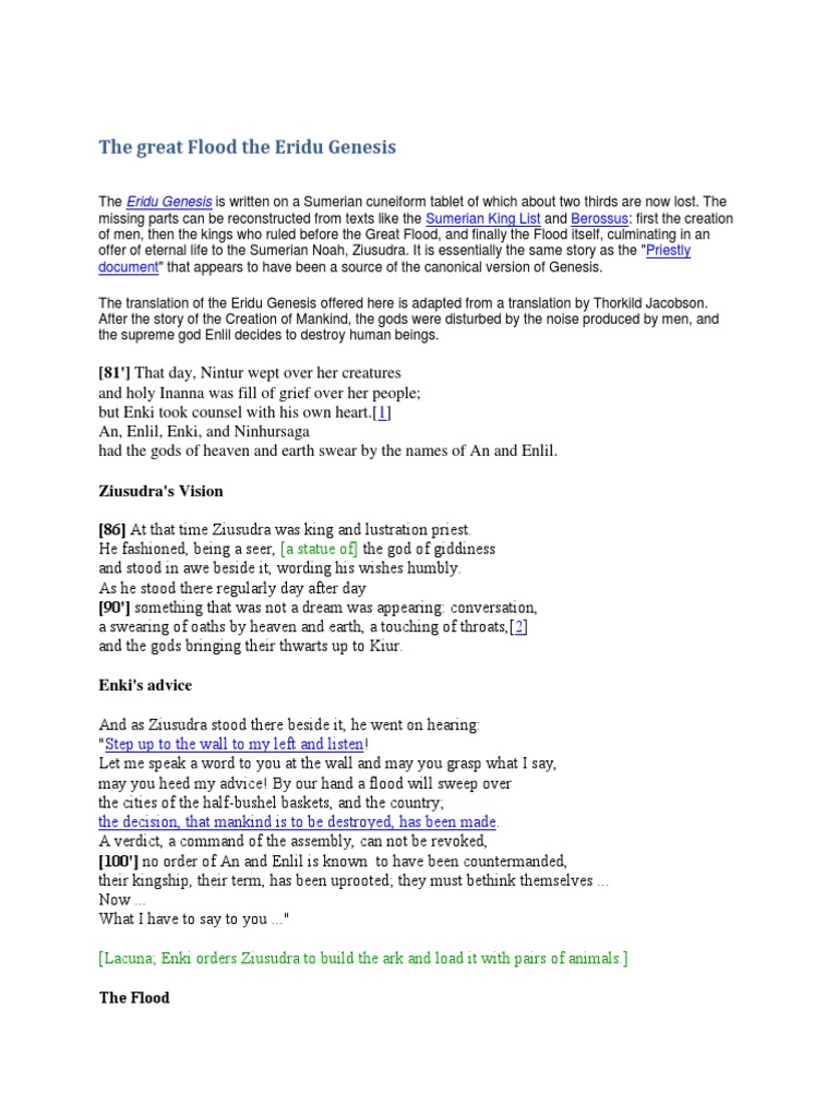 The Great Flood According to the Eridu Genesis: How Ziusudra was ...