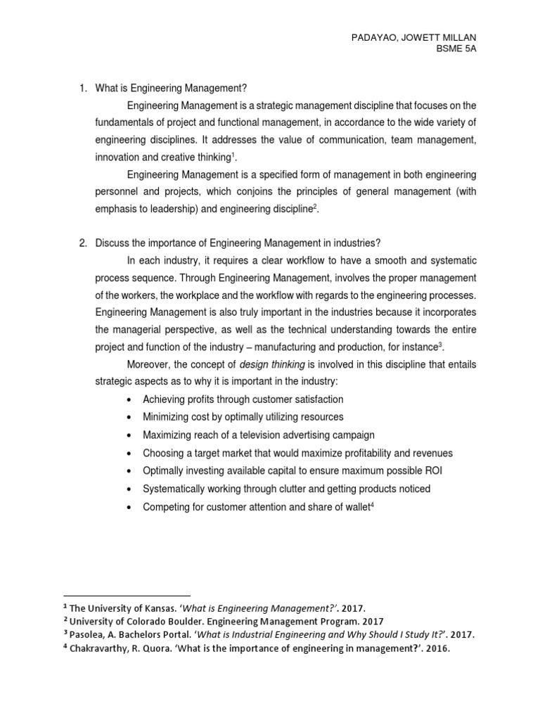 What Is Engineering Management? | PDF