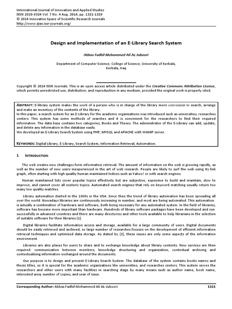 Design and Implementation of Electronic Library System | PDF | Web ...