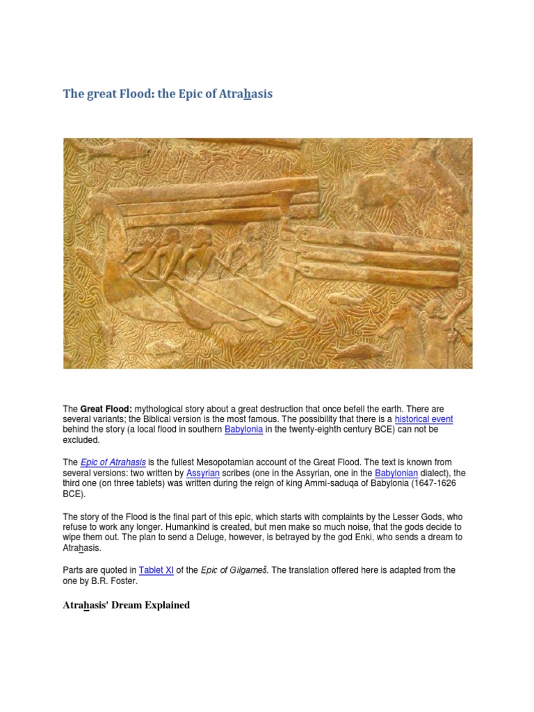 The great Flood. the Epic of Atrahasis.docx | Mesopotamian Mythology ...