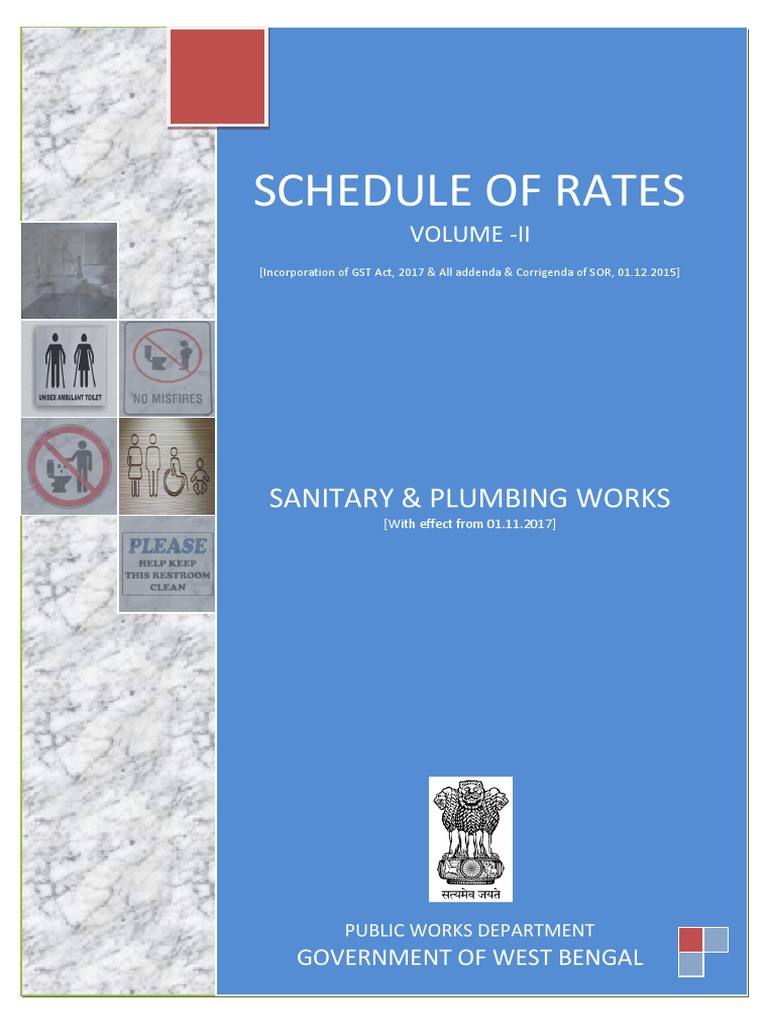 Rates Schedule for Sanitary and Plumbing Works in West Bengal: Volume ...