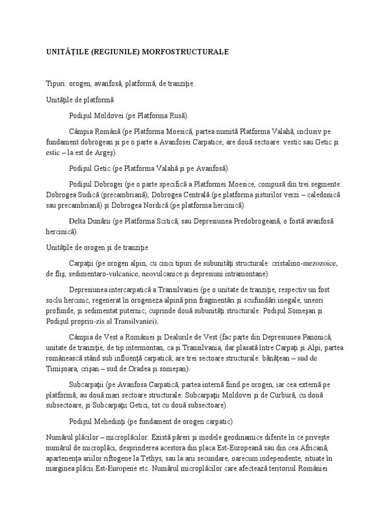 Unitati Morfostructurale | PDF