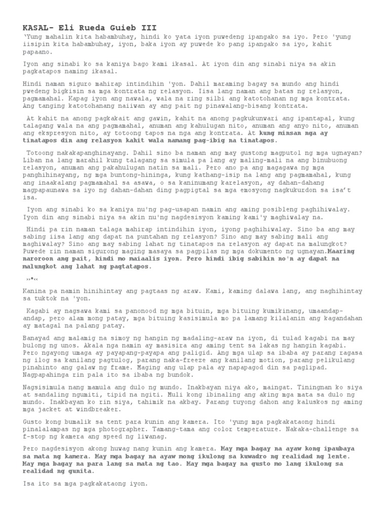 KASAL by Eli Rueda Guieb III | PDF
