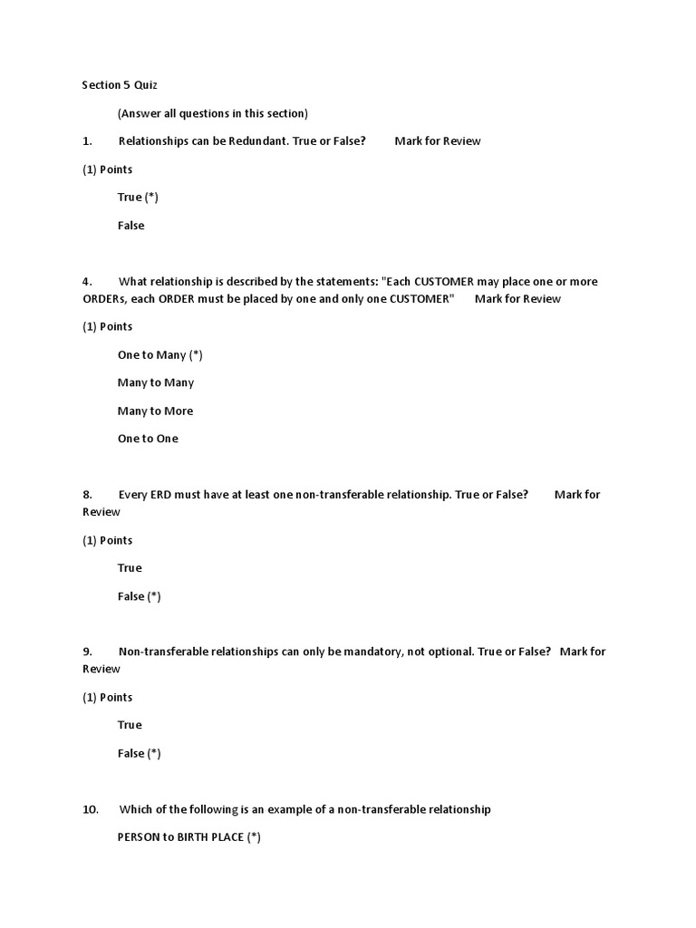 Section 5 Quiz | PDF | Data Management | Areas Of Computer Science Section 5 Quiz | PDF | Data Management | Areas Of Computer Science