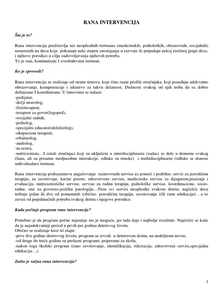 Rana Intervencija | PDF