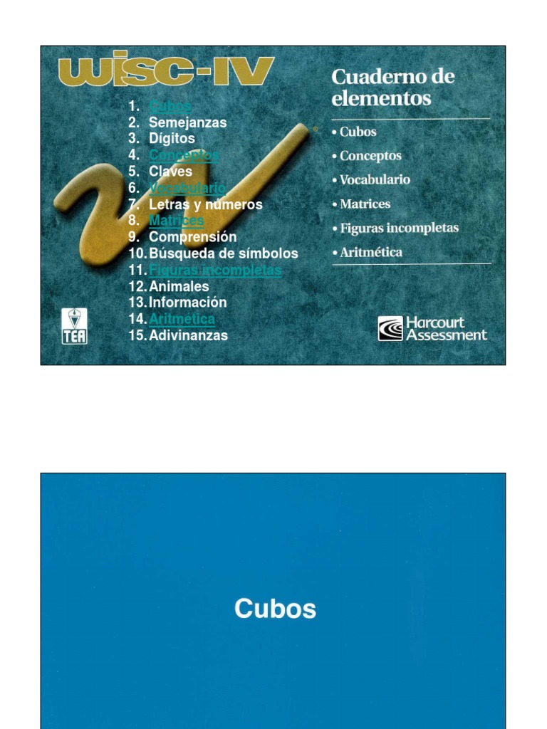 Wisc IV - Cuadernillo de Estimulos | PDF