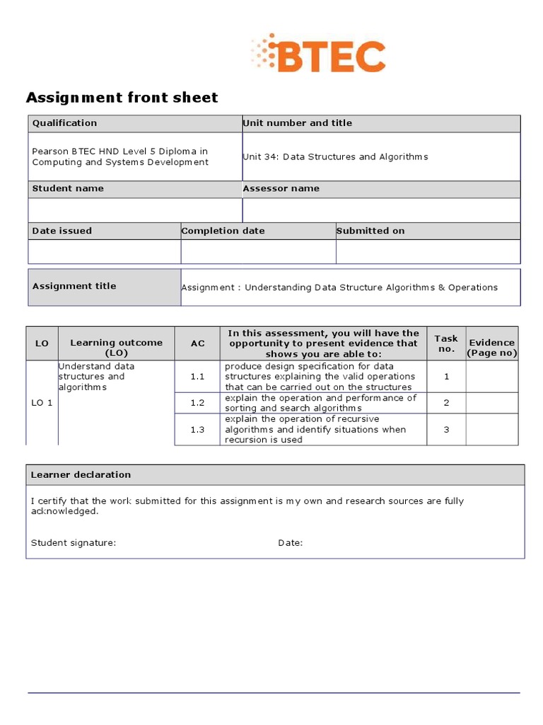 HNDCS - Unit 34 LO1 | PDF | Algorithms | Algorithms And Data Structures