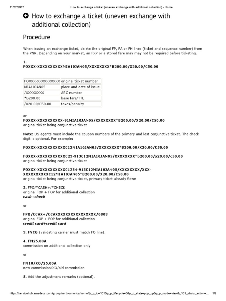 How To Exchange A Ticket (Uneven Exchange With Additional Collection ...