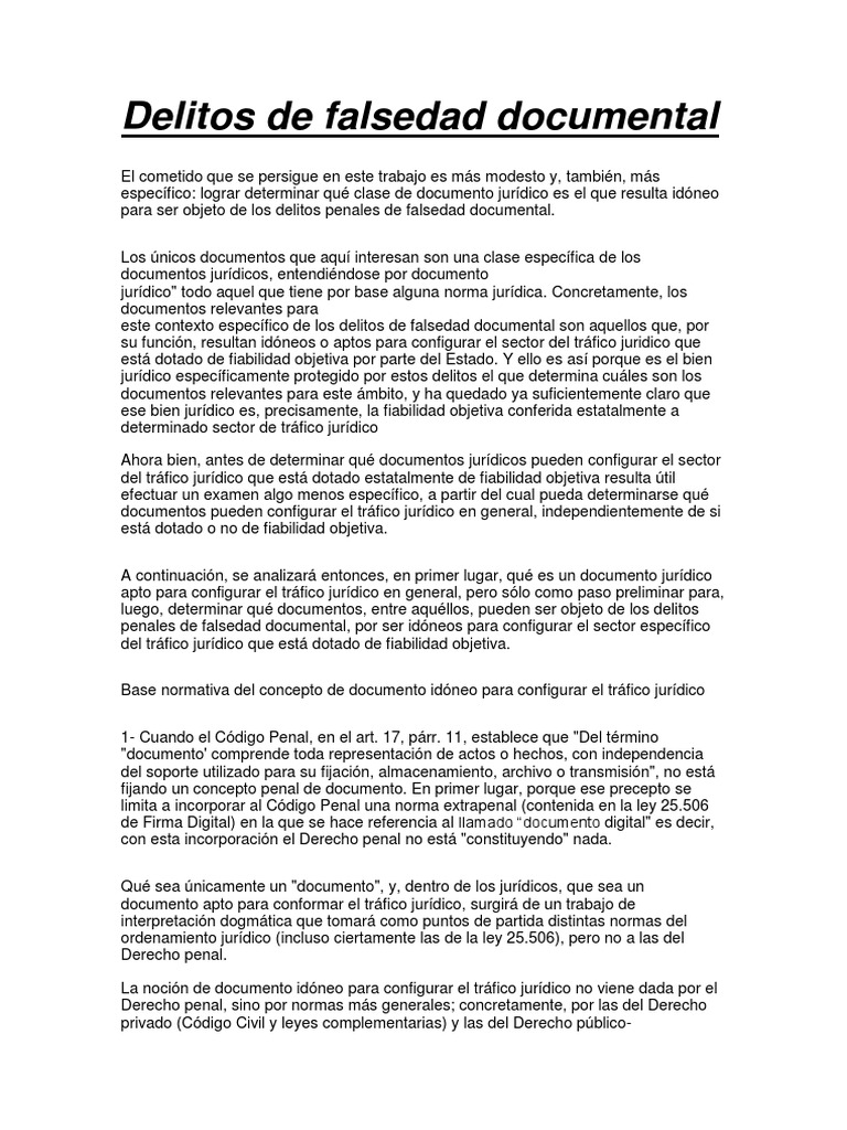Delitos de Falsedad Documental | PDF | Delito | Derecho penal