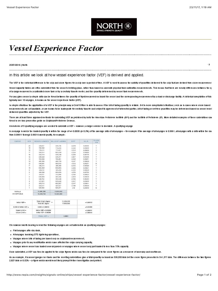 Vessel Experience Factor | Download Free PDF | Transport | Nature