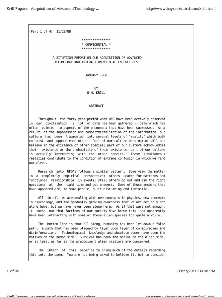 Krill Papers - Acquisition of Advanced Technology From Alien Cultures | PDF | Unidentified ...