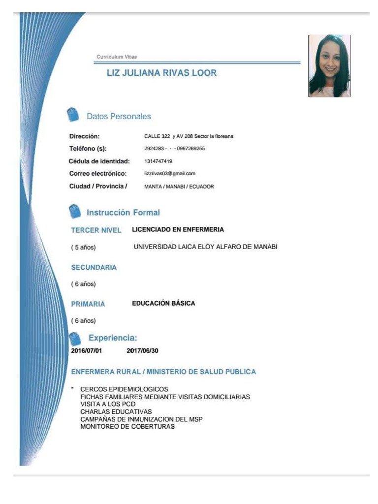 Curriculum Vitae - Liz Rivas L | PDF