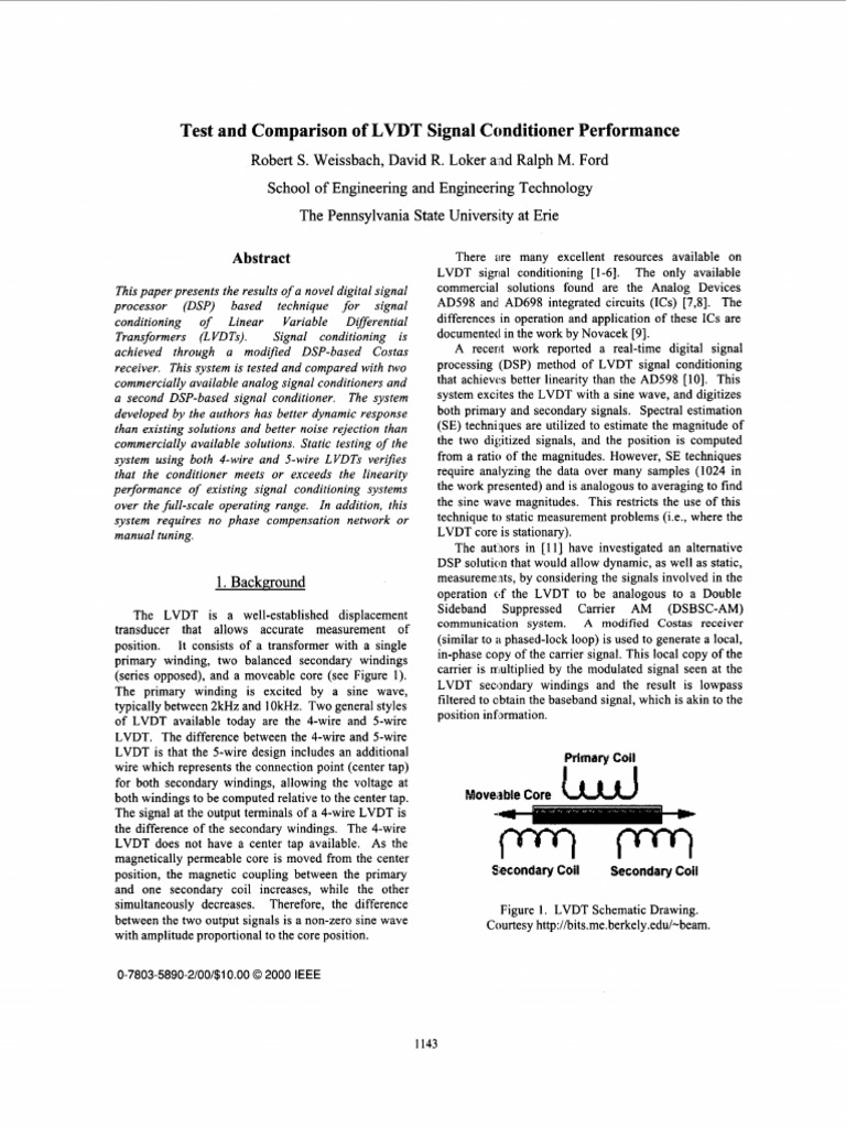 Test LVDT | PDF | Digital Signal Processing | Signal To Noise Ratio