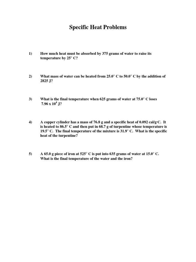 Specific Heat Problems | PDF