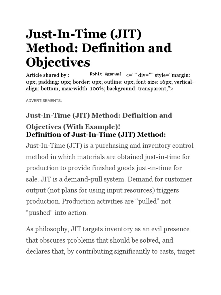 Jit Report | PDF | Inventory | Production And Manufacturing