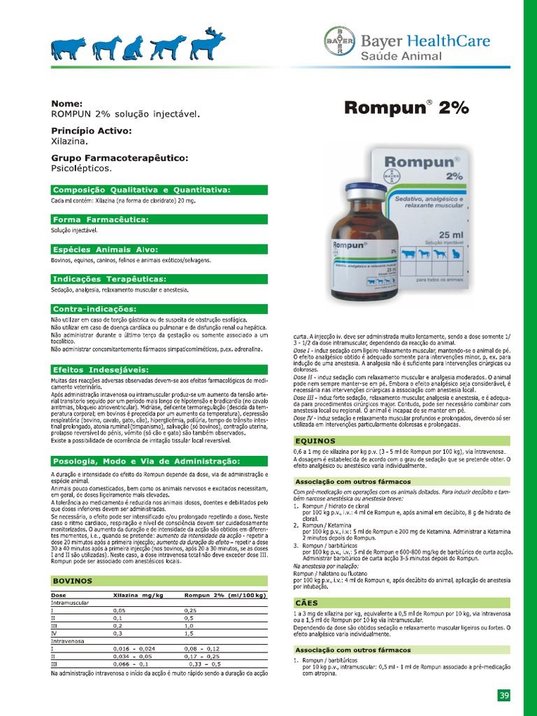 Rompun 2x Solucao Injectavel | PDF