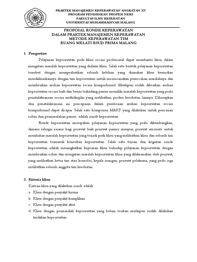 Proposal Ronde Keperawatan | PDF | Pengembangan Diri