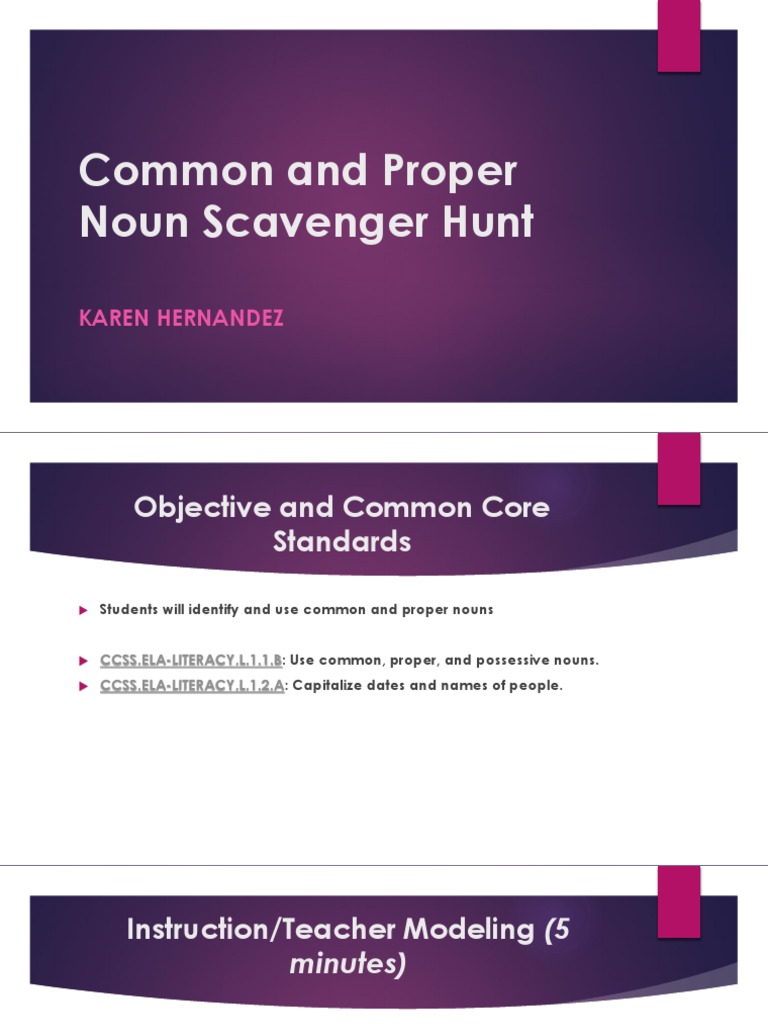 Common and Proper Noun Scavenger Hunt PP | PDF | Education Theory ...